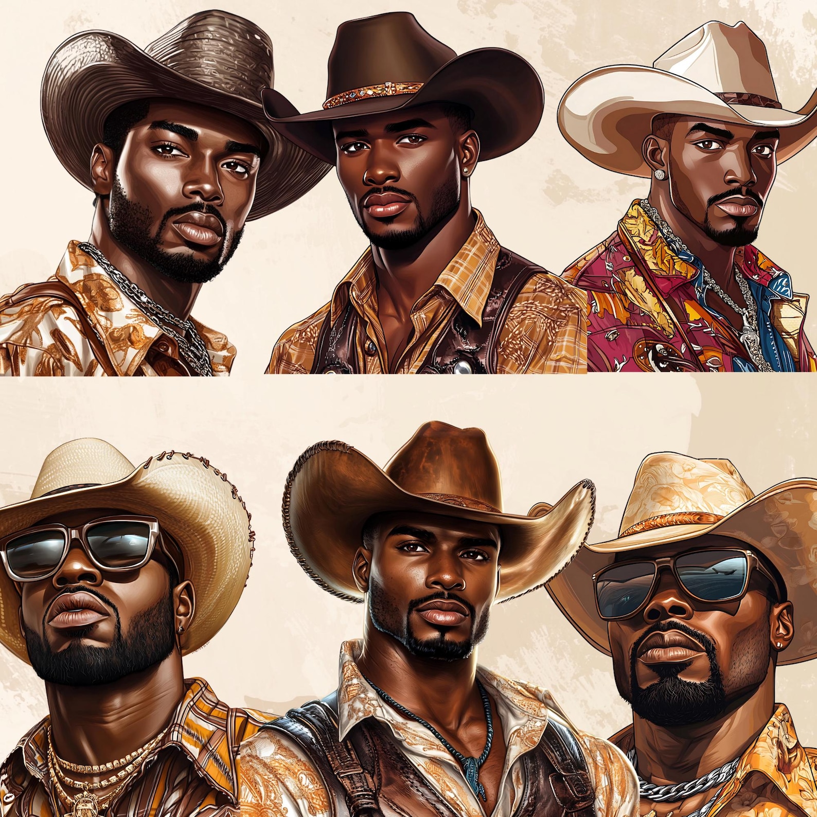Western Cowboy Black Man Png Bundle Black Boy African American Male ...