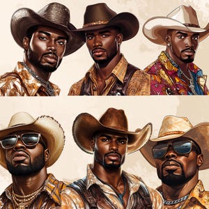 Western Cowboy Black Man Png Bundle Black Boy African American Male ...