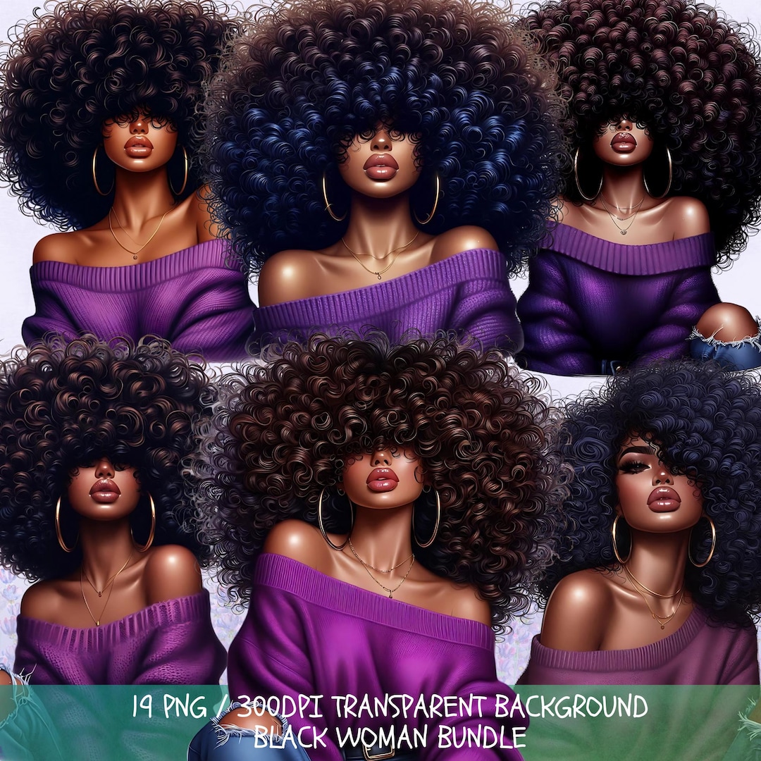 Black Woman, Bundle Png, Black Girl Png, African American Png, Black ...