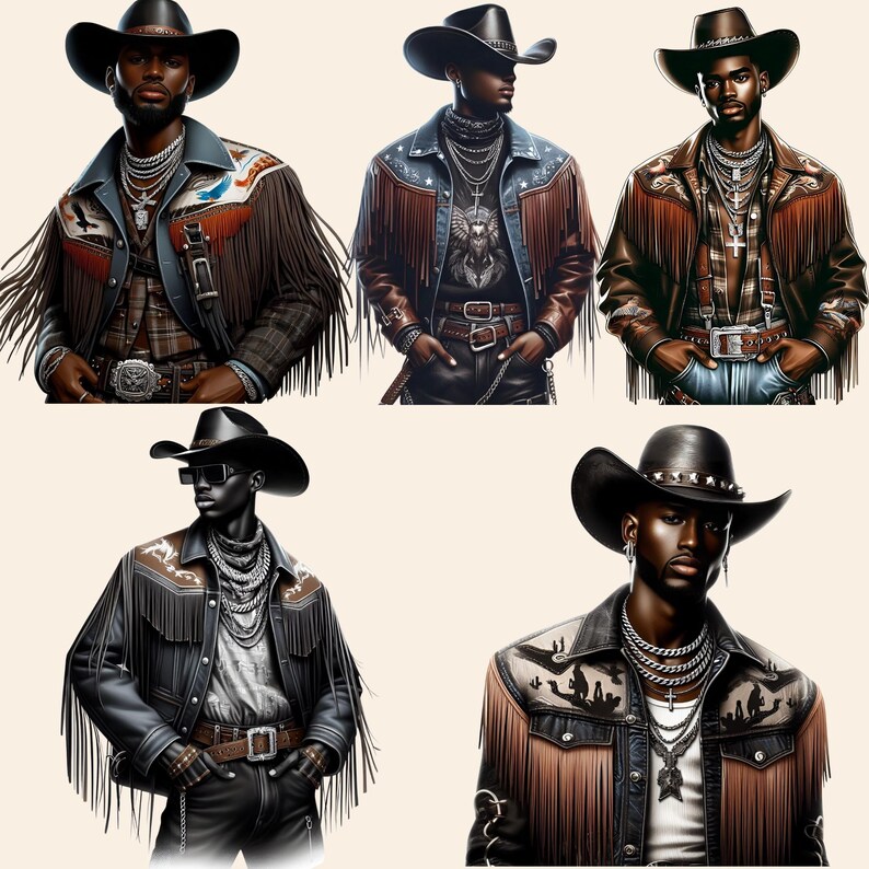 Western Black Cowboy Png Bundle Black Boy African American Male Clipart ...