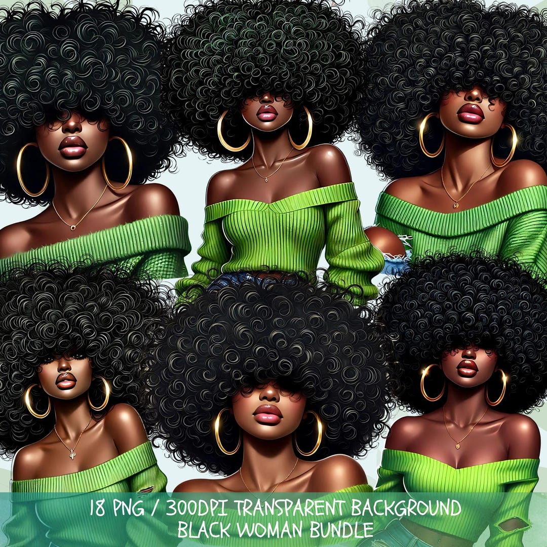Black Woman, Bundle Png, Black Girl Png, African American Png, Black ...