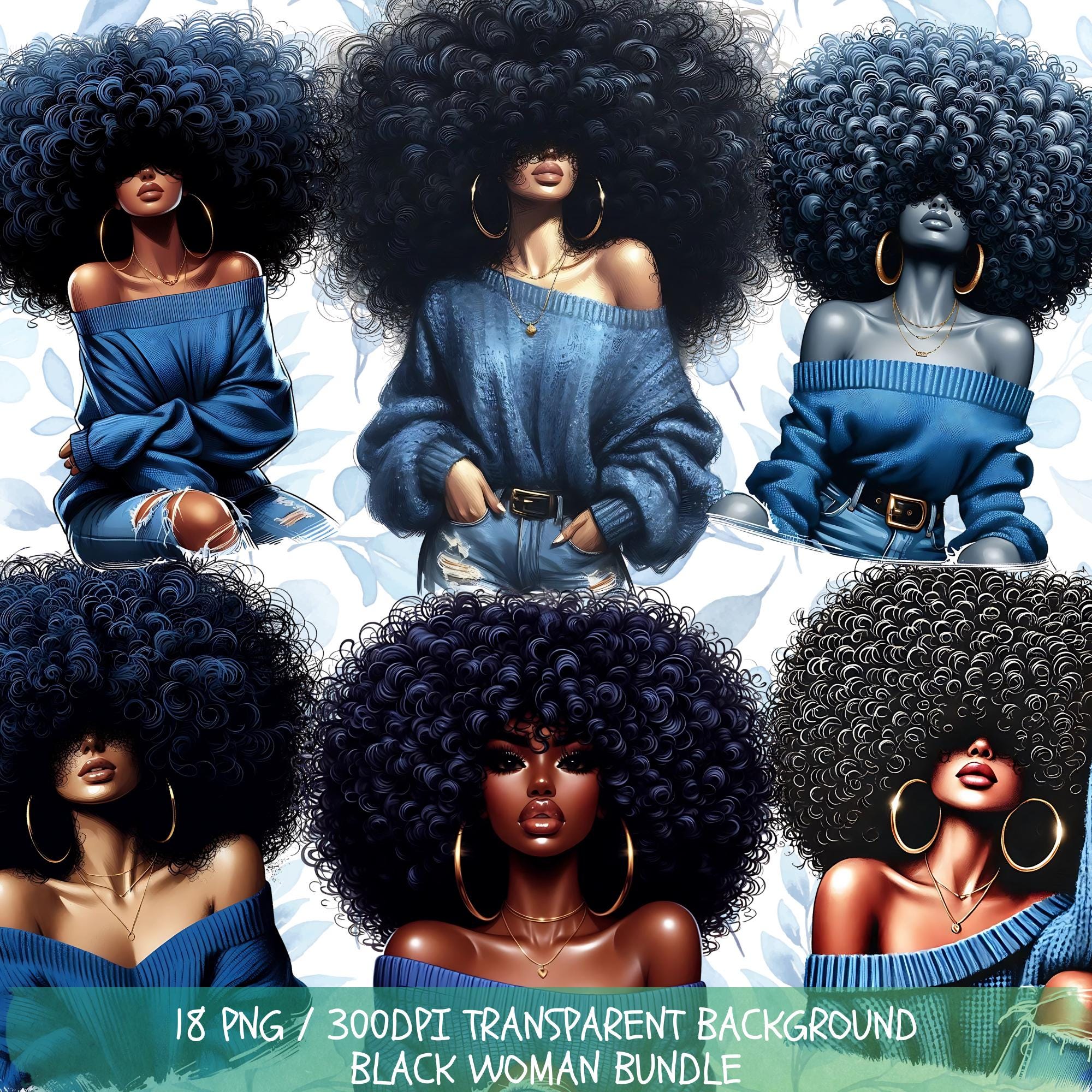 Black Woman, Bundle Png, Black Girl Png, African American Png, Black ...