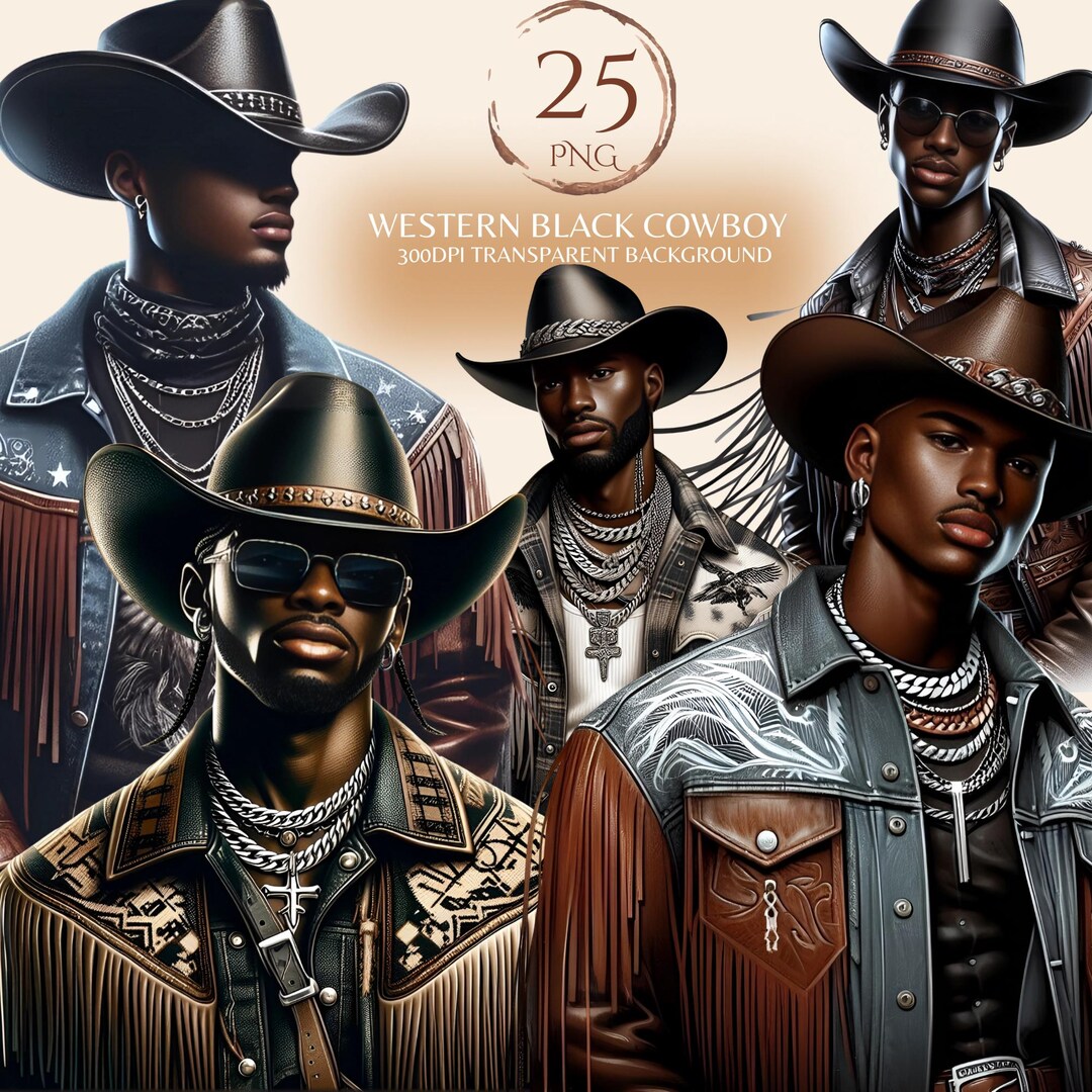 Western Black Cowboy Png Bundle Black Boy African American Male Clipart ...