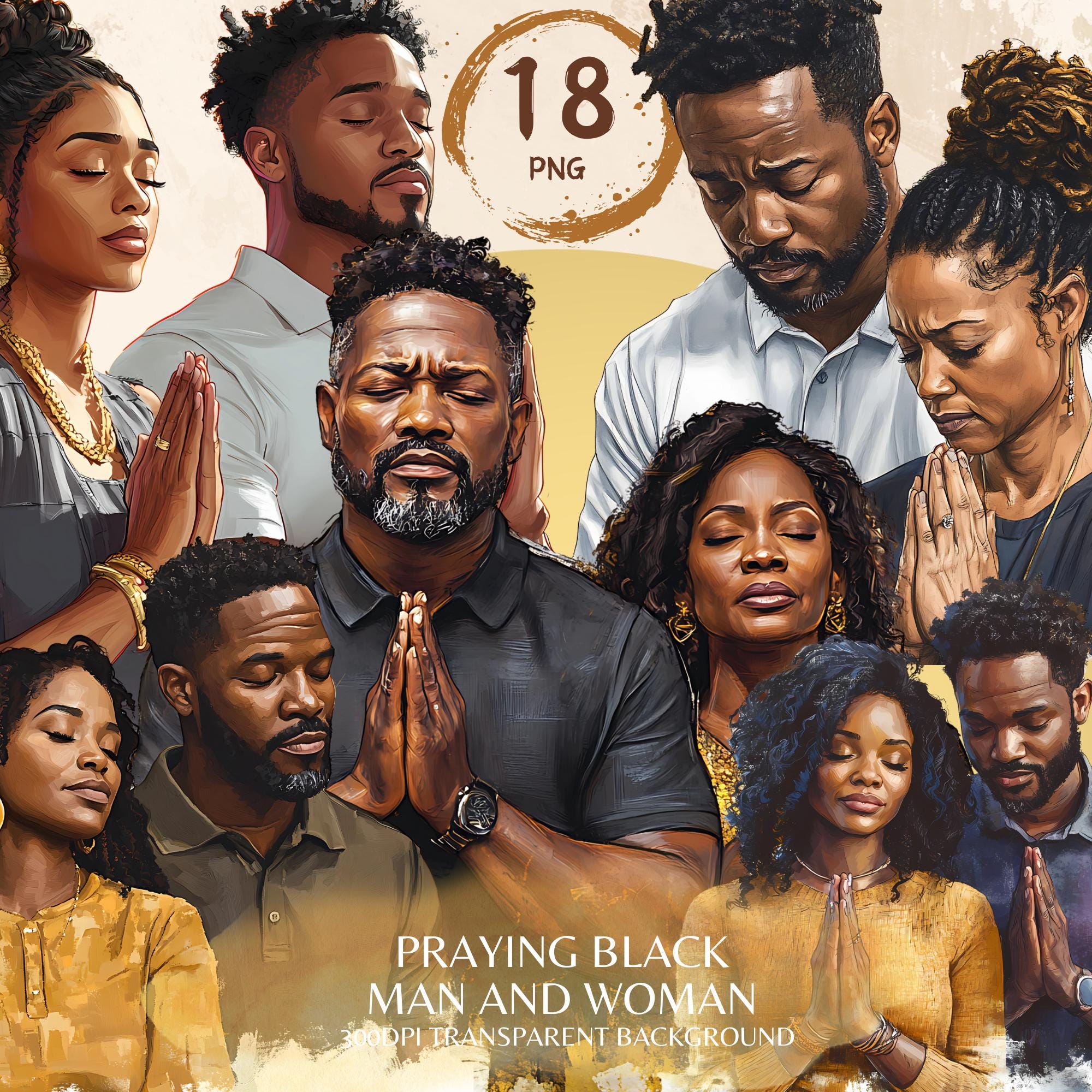 Group Of Black Men Praying