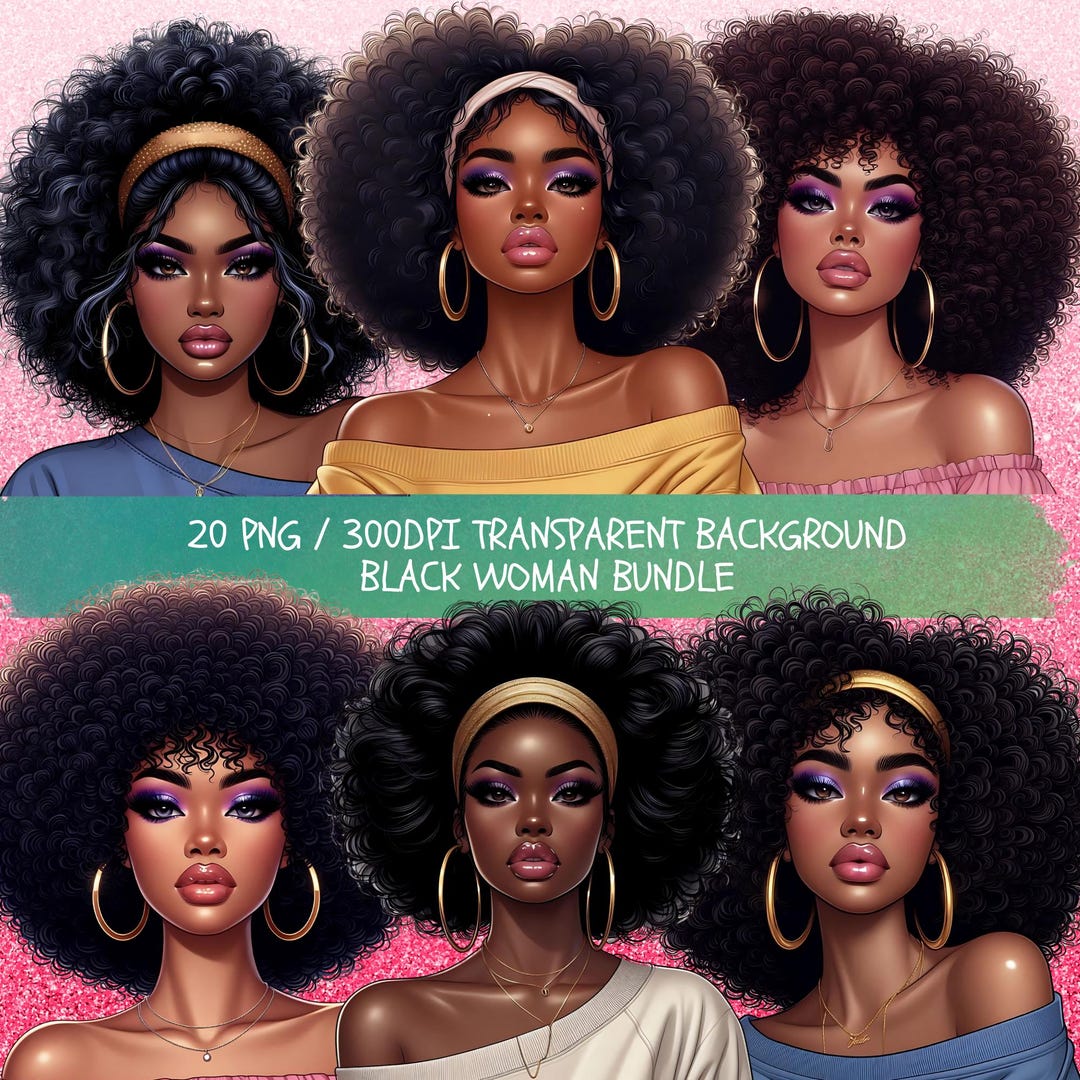 Black Woman, Bundle Png, Black Girl Png, African American Png, Black ...