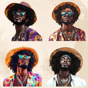 Summer Boho Black Man Png Bundle African American Male Afro Men Designs ...