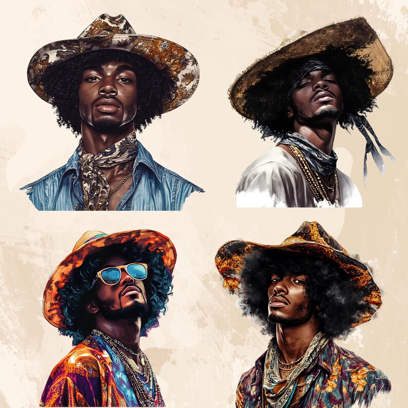 Summer Boho Black Man Png Bundle African American Male Afro Men Designs ...