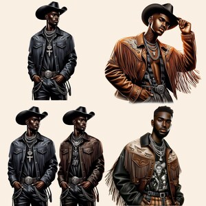 Western Black Cowboy Png Bundle Black Boy African American Male Clipart ...