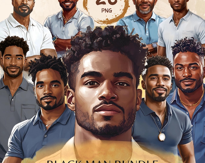 Men Clipart Bundle, Black Man Png, Male Clipart, Latino Man, Man ...