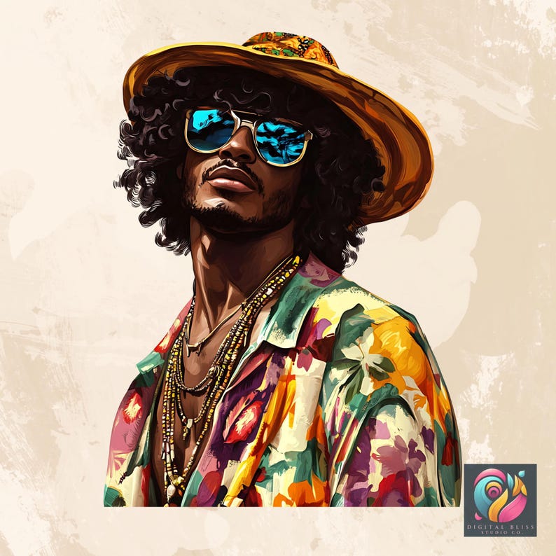 Summer Boho Black Man Png Bundle African American Male Afro Men Designs ...