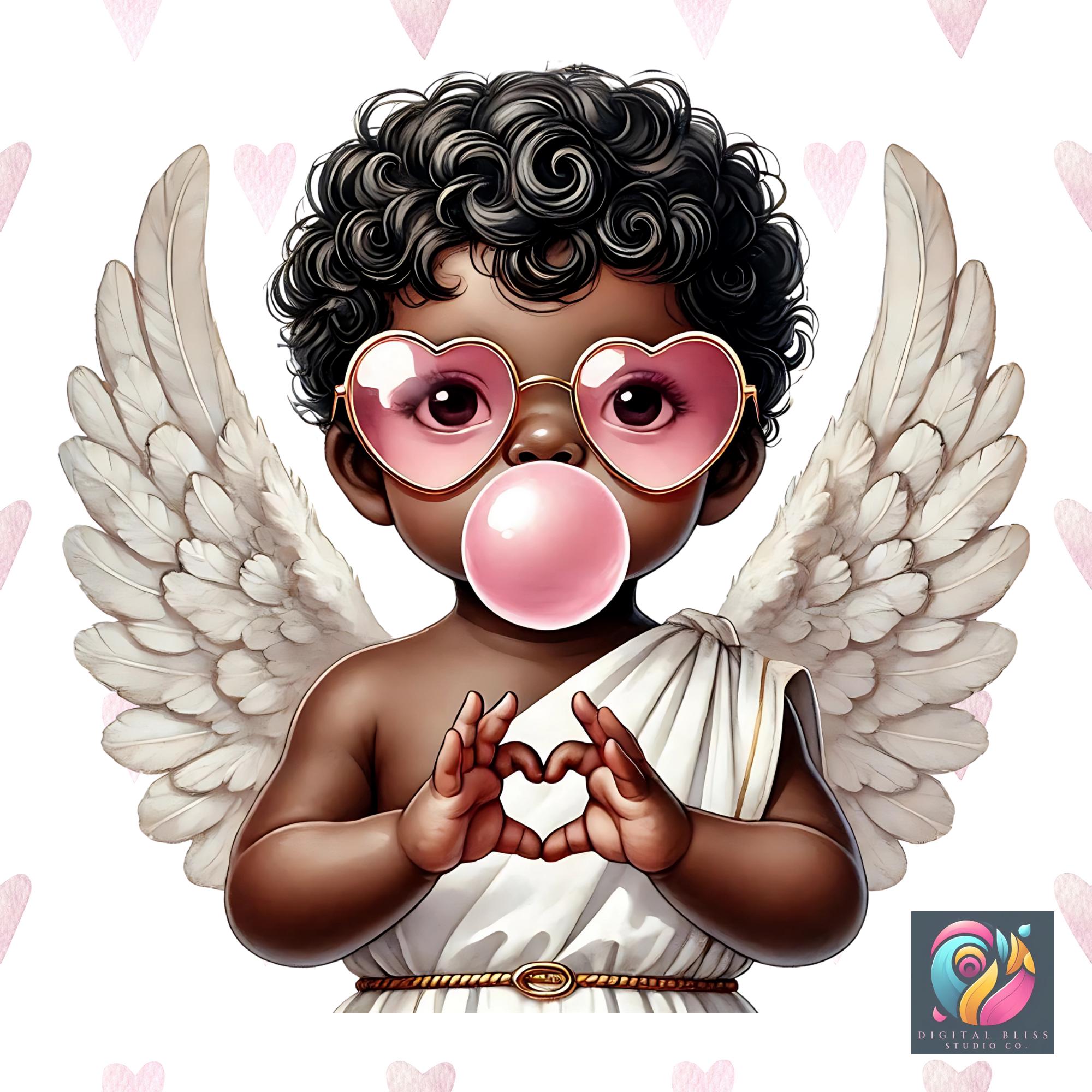 Cupid Png, Black Valentines Png, Bundle Png, Cute Cupid Png, Blowing ...