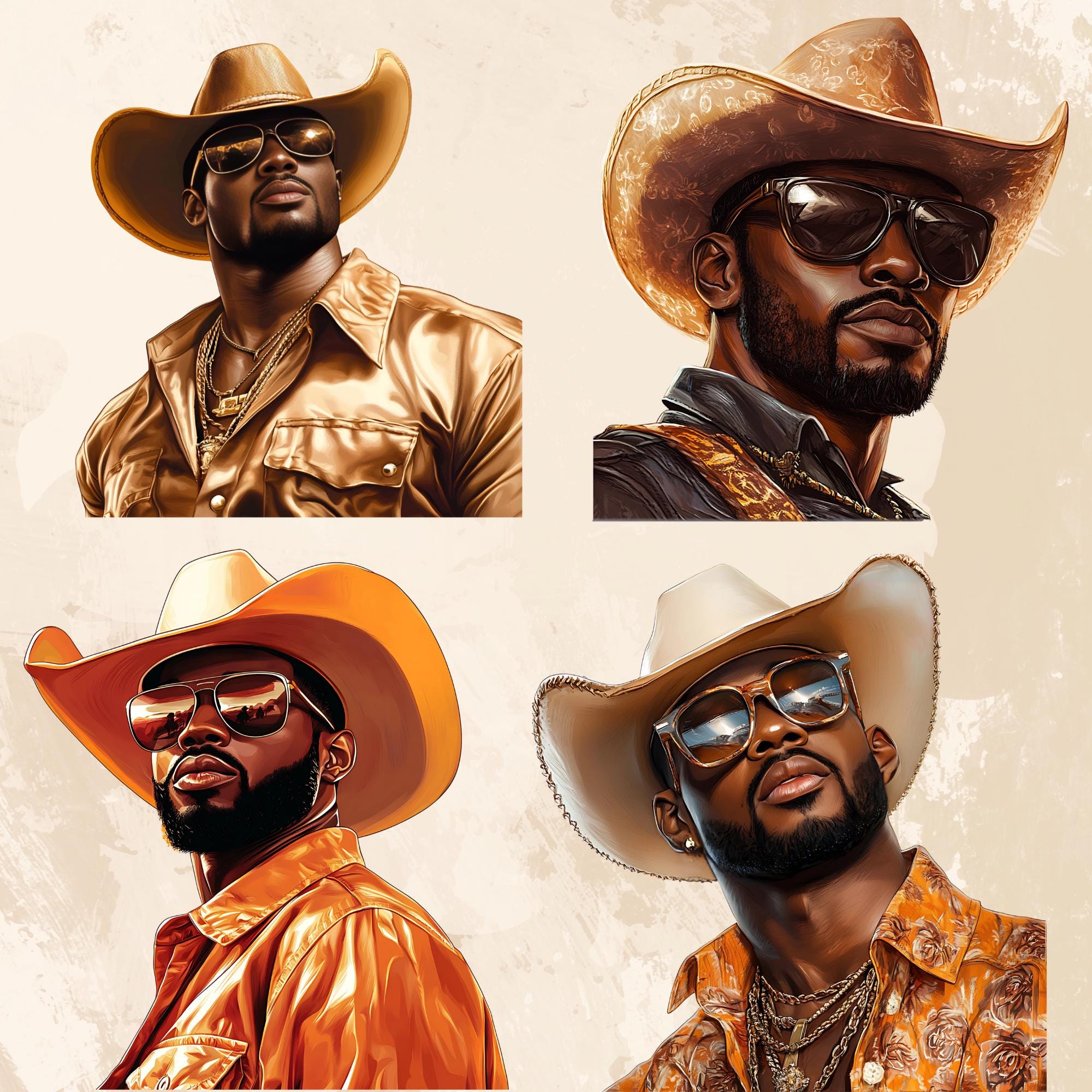 Western Cowboy Black Man Png Bundle Black Boy African American Male ...