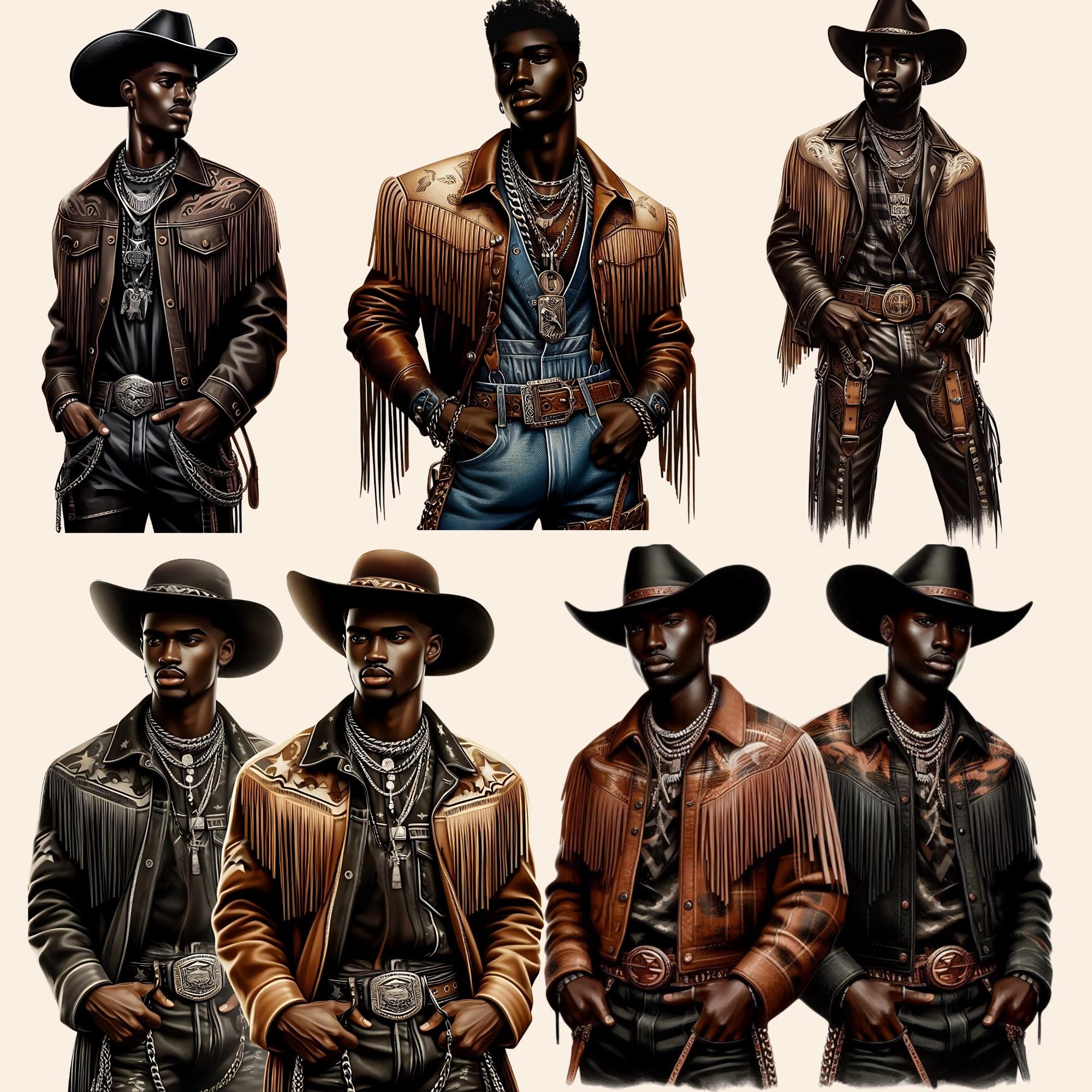 Western Black Cowboy Png Bundle Black Boy African American Male Clipart ...