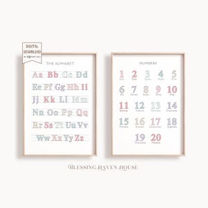 Printable Alphabet and Number Set of 2, Educational Homeschool ...