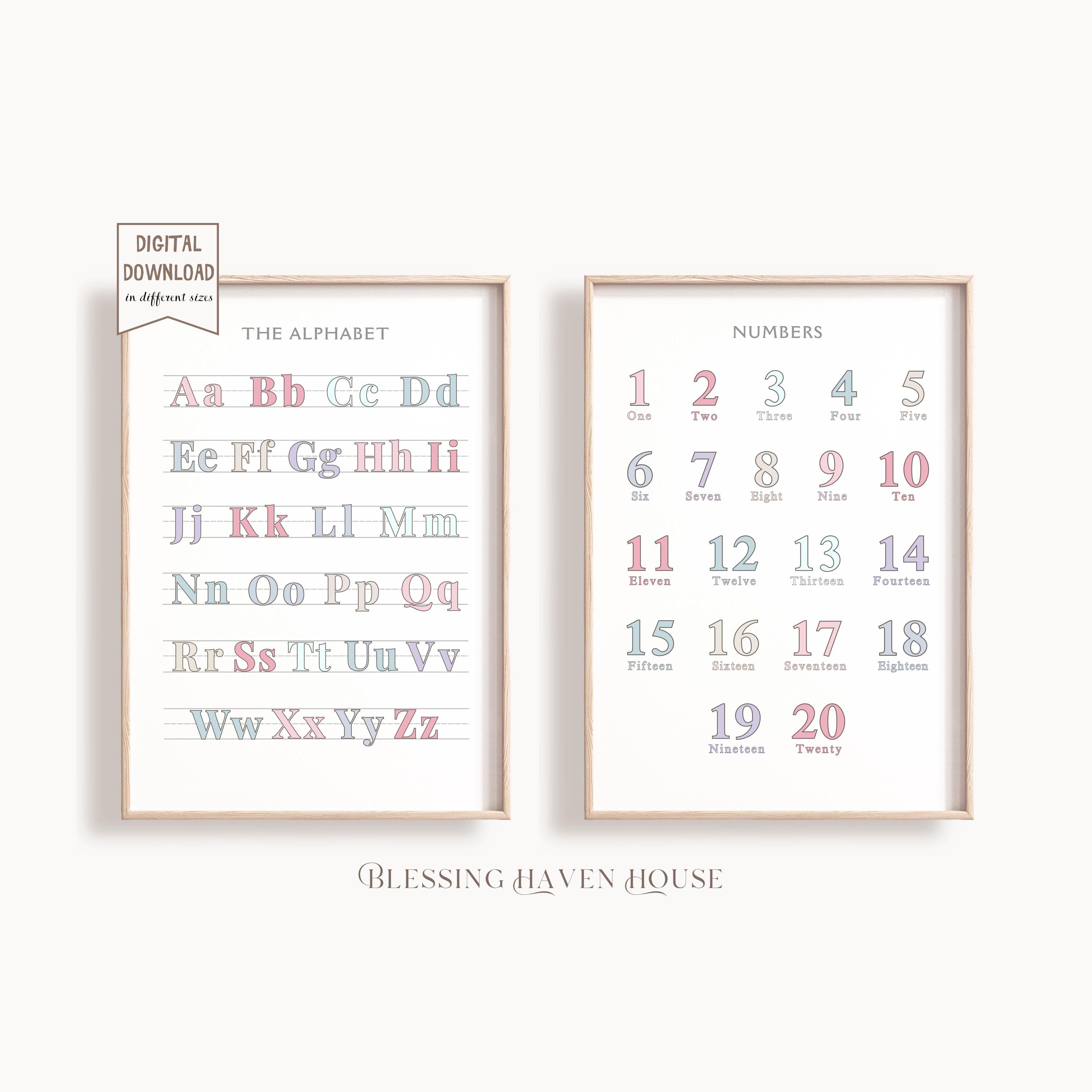Printable Alphabet and Number Set of 2, Educational Homeschool ...