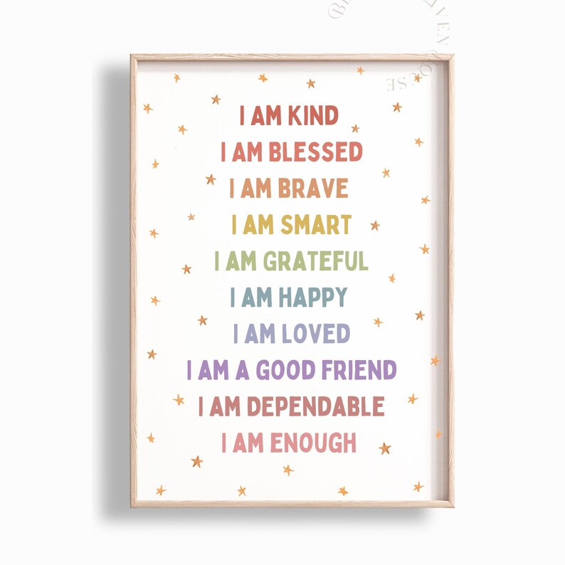 Printable Kid Affirmations Poster, Positive Affirmation Poster for Kids ...
