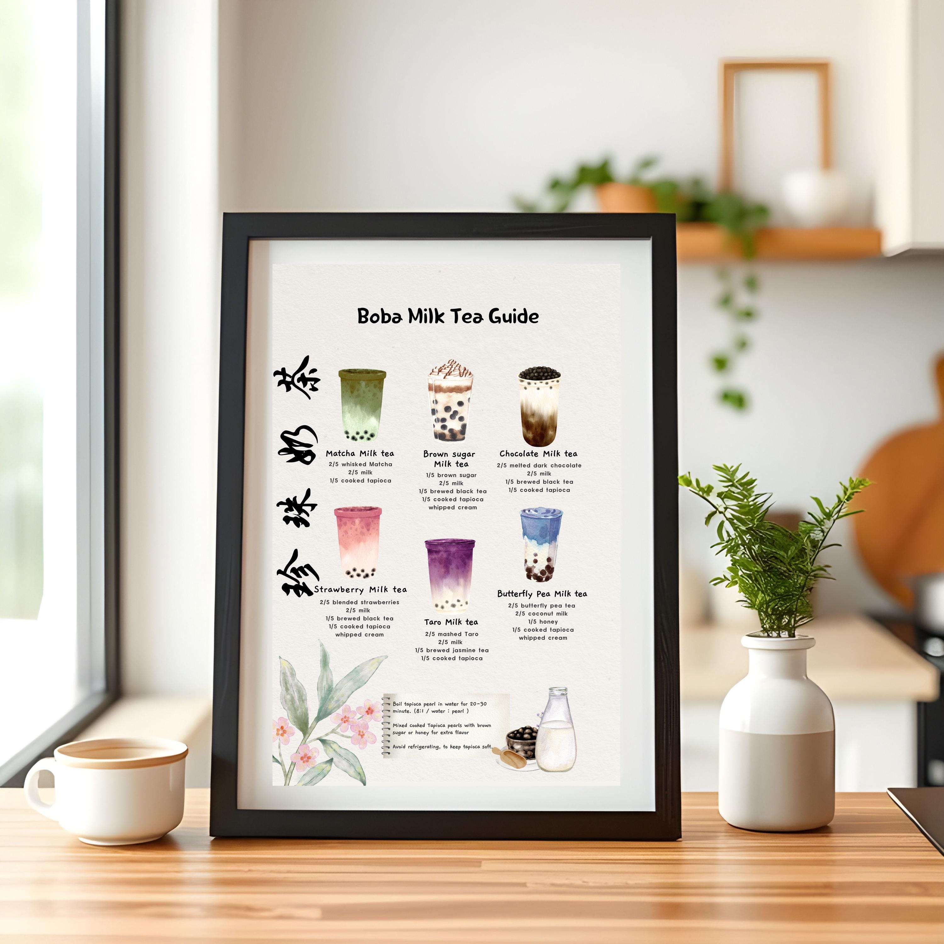 Printable Boba Tea Print, Boba Tea Art Poster, Boba Lover, Kitchen Wall ...