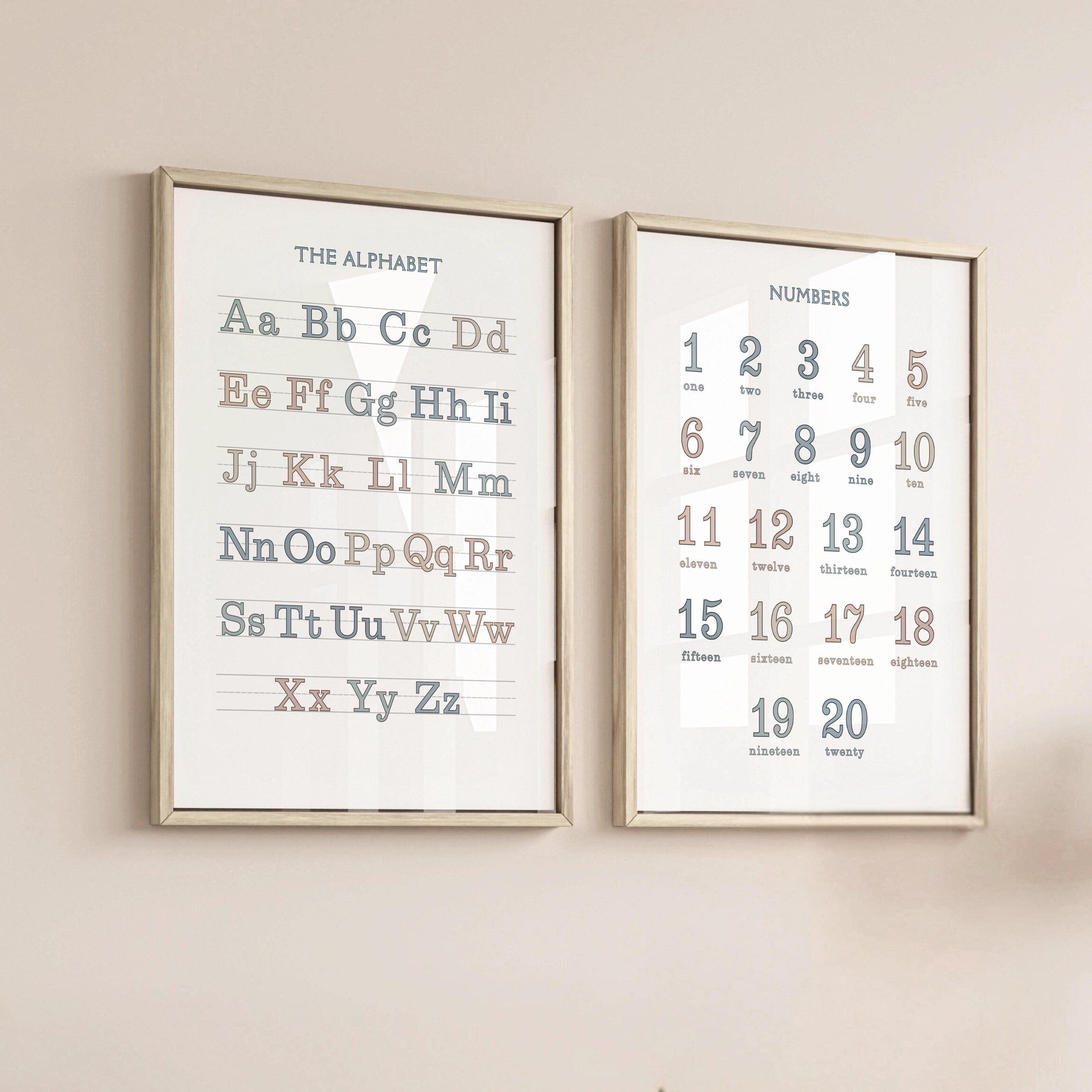 Printable Alphabet and Number Set of 2, Boy Nursery Wall Art, Boy ...