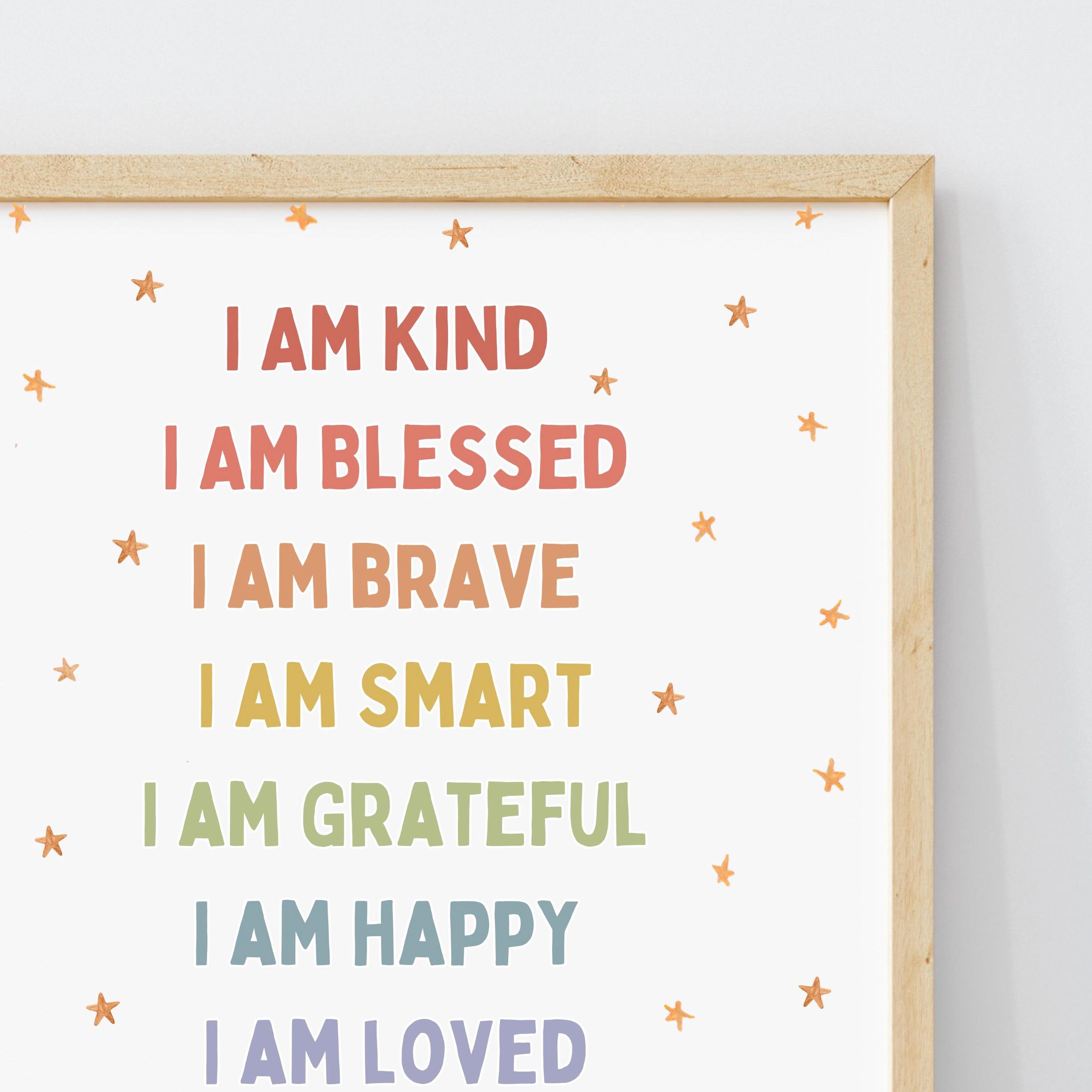 Printable Kid Affirmations Poster, Positive Affirmation Poster for Kids ...