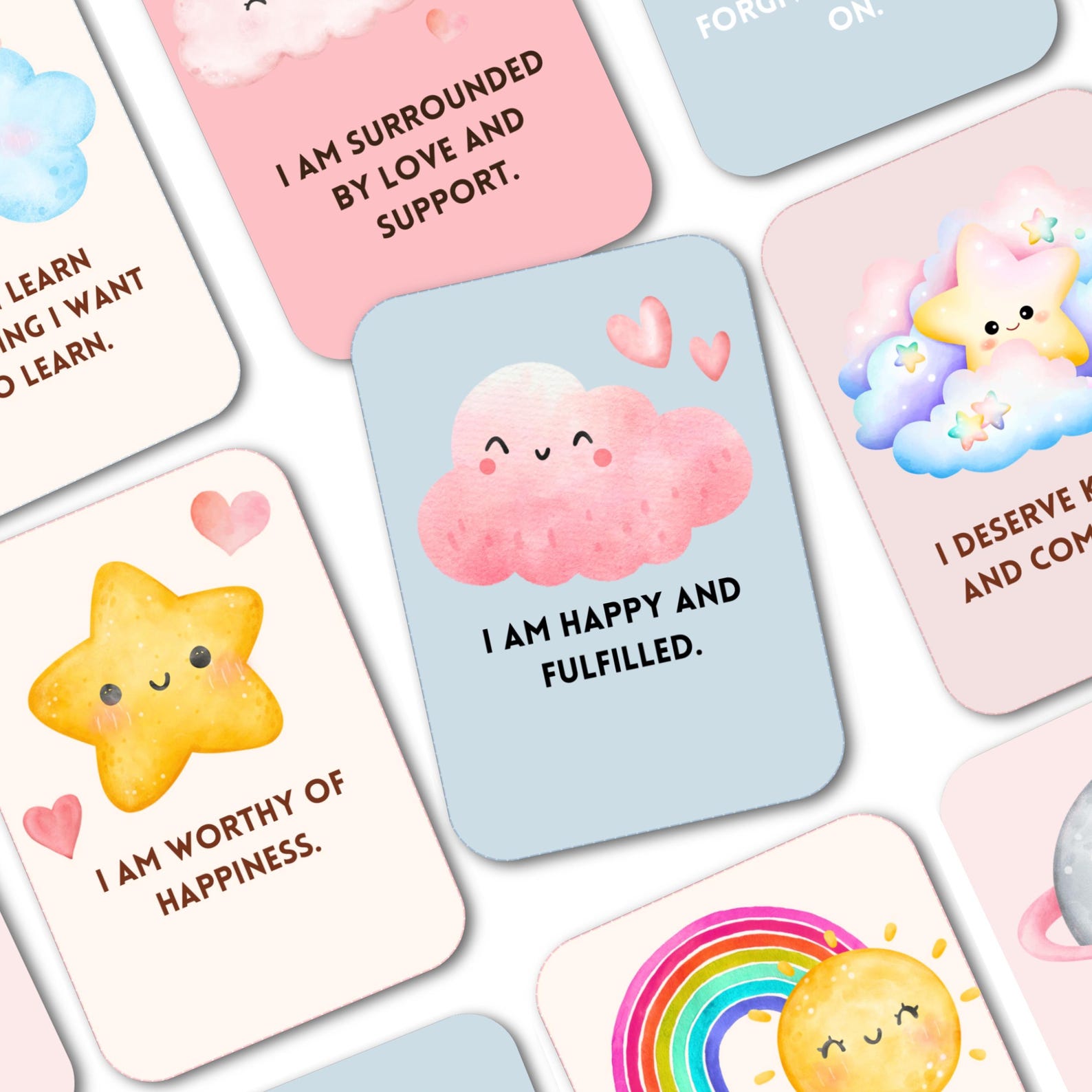 Printable 24 Daily Positive Affirmation Flash Cards for Kids Self Love ...