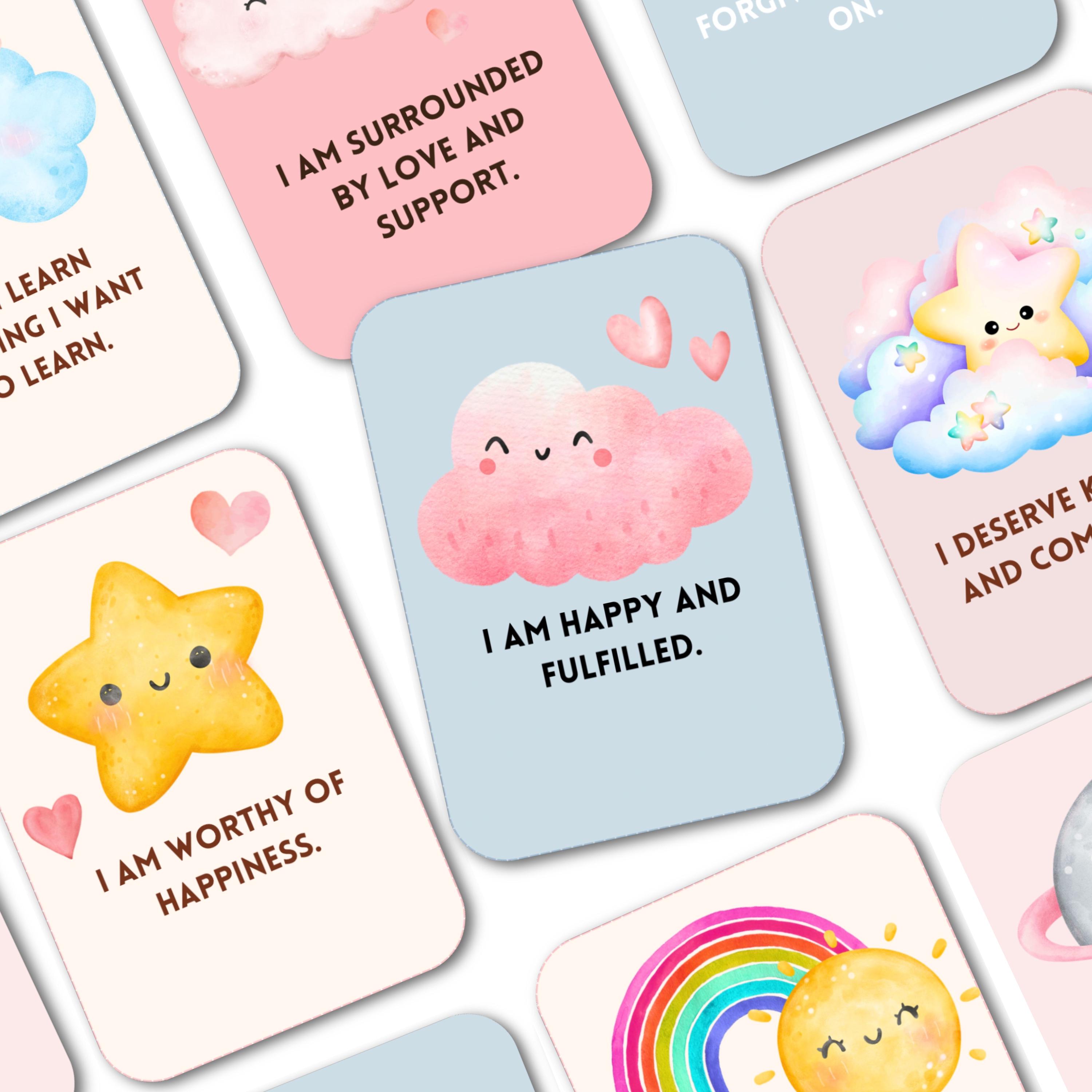 Printable 24 Daily Positive Affirmation Flash Cards for Kids Self Love ...