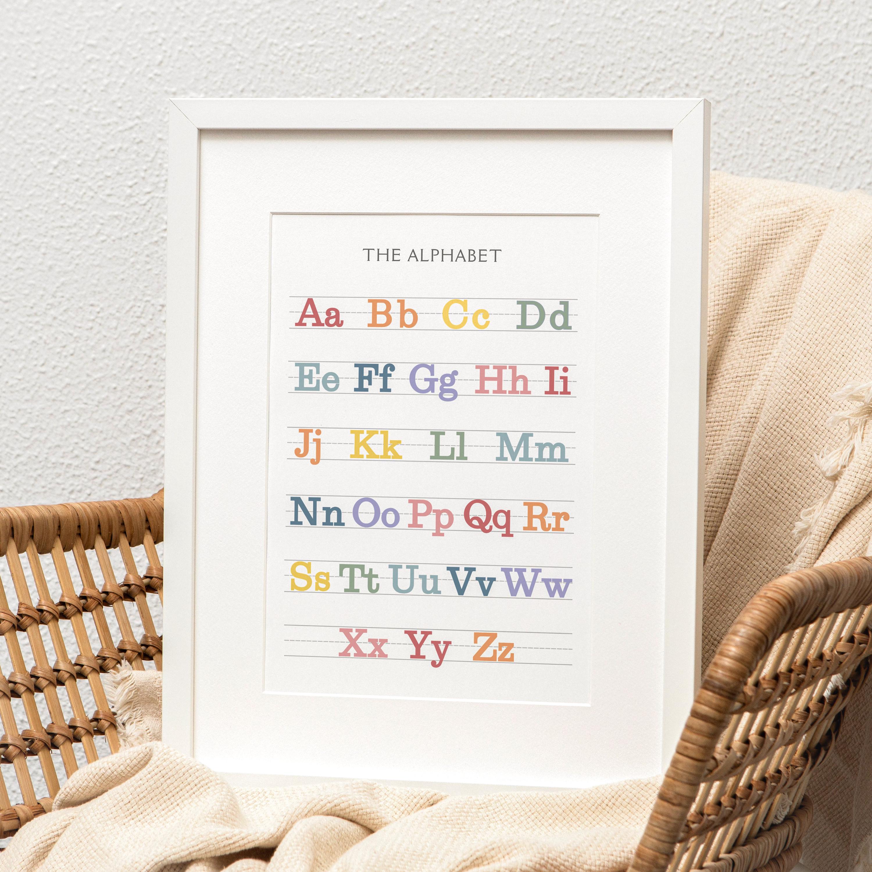 Printable Rainbow Alphabet Poster for Kids, Numbers Chart, Homeschool ...
