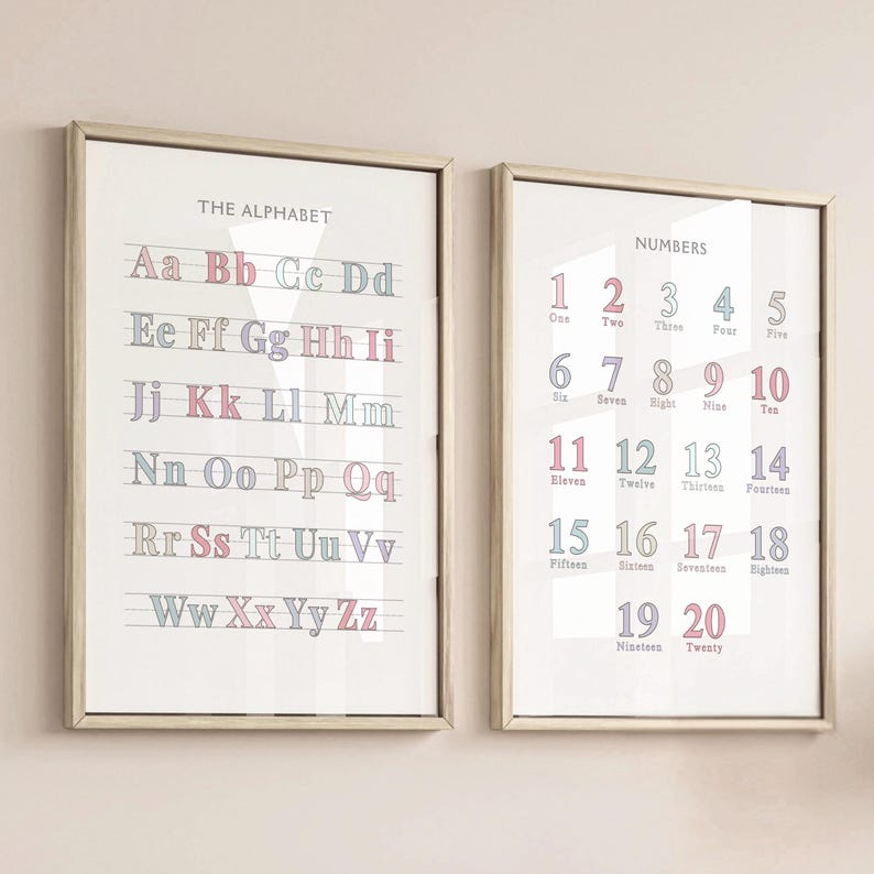 Printable Alphabet and Number Set of 2, Educational Homeschool ...