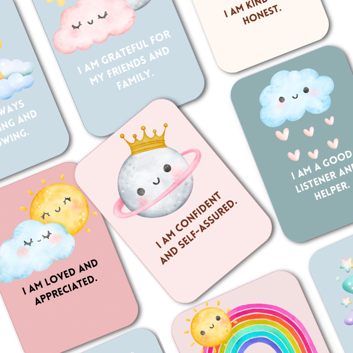 Printable 24 Daily Positive Affirmation Flash Cards for Kids Self Love ...