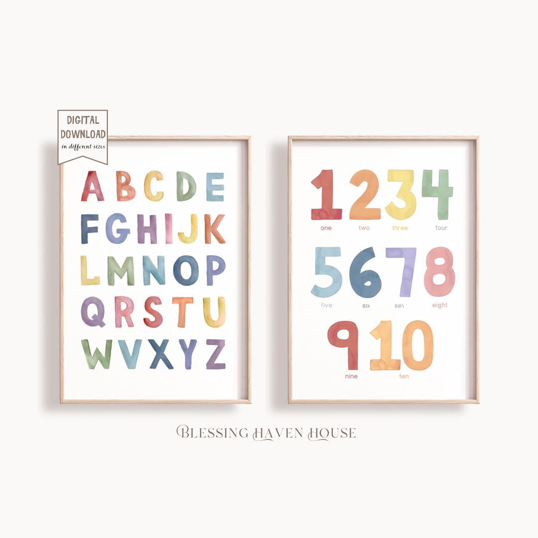 Printable Alphabet and Number Set of 2, Educational Homeschool ...