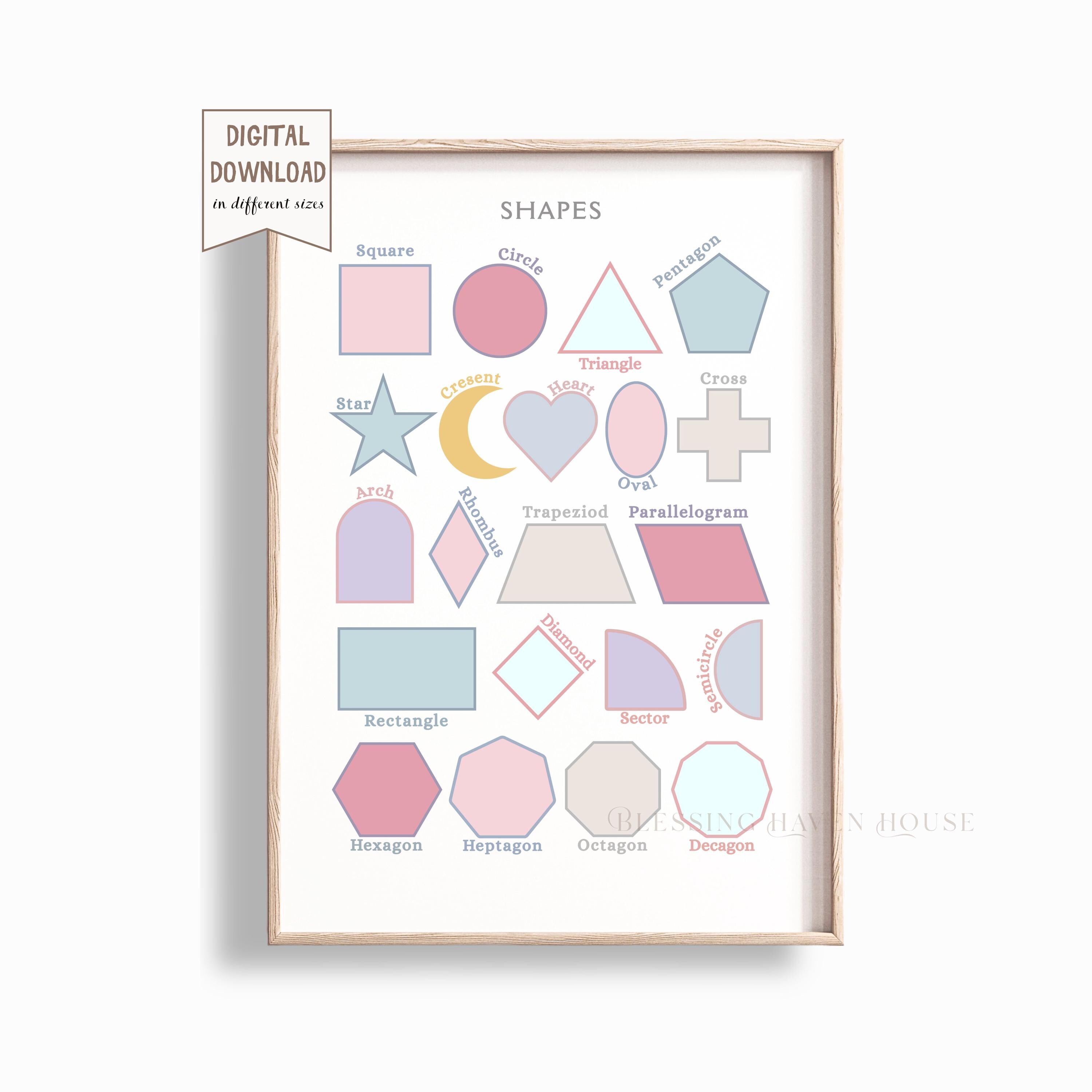 Printable Geometric Shapes Poster for Kids, Educational Printable ...
