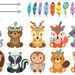 Cute Tribal Woodland Animals Clipart. Cute Owl Clipart Rabbit; Bear ...