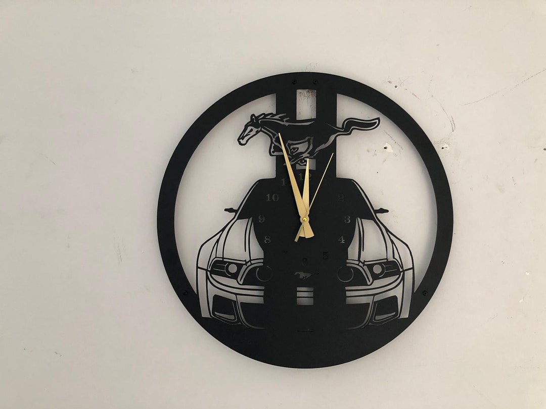 Ford Mustang Metal Garage Clock: Silent, Modern Wall Decor for Car ...