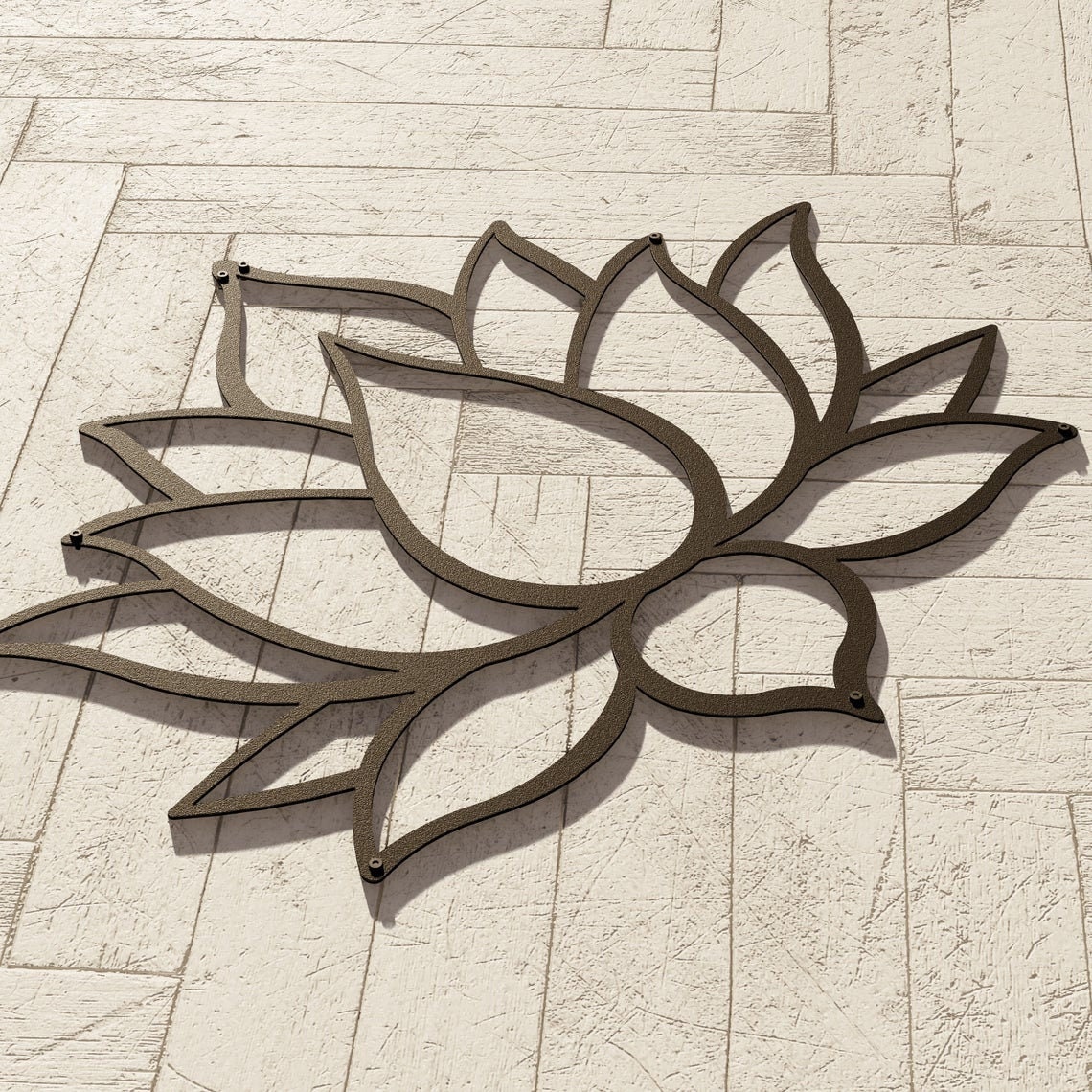 Metal Lotus Flower Wall Art Black, Large Outdoor Wall Decor, Metal Wall ...