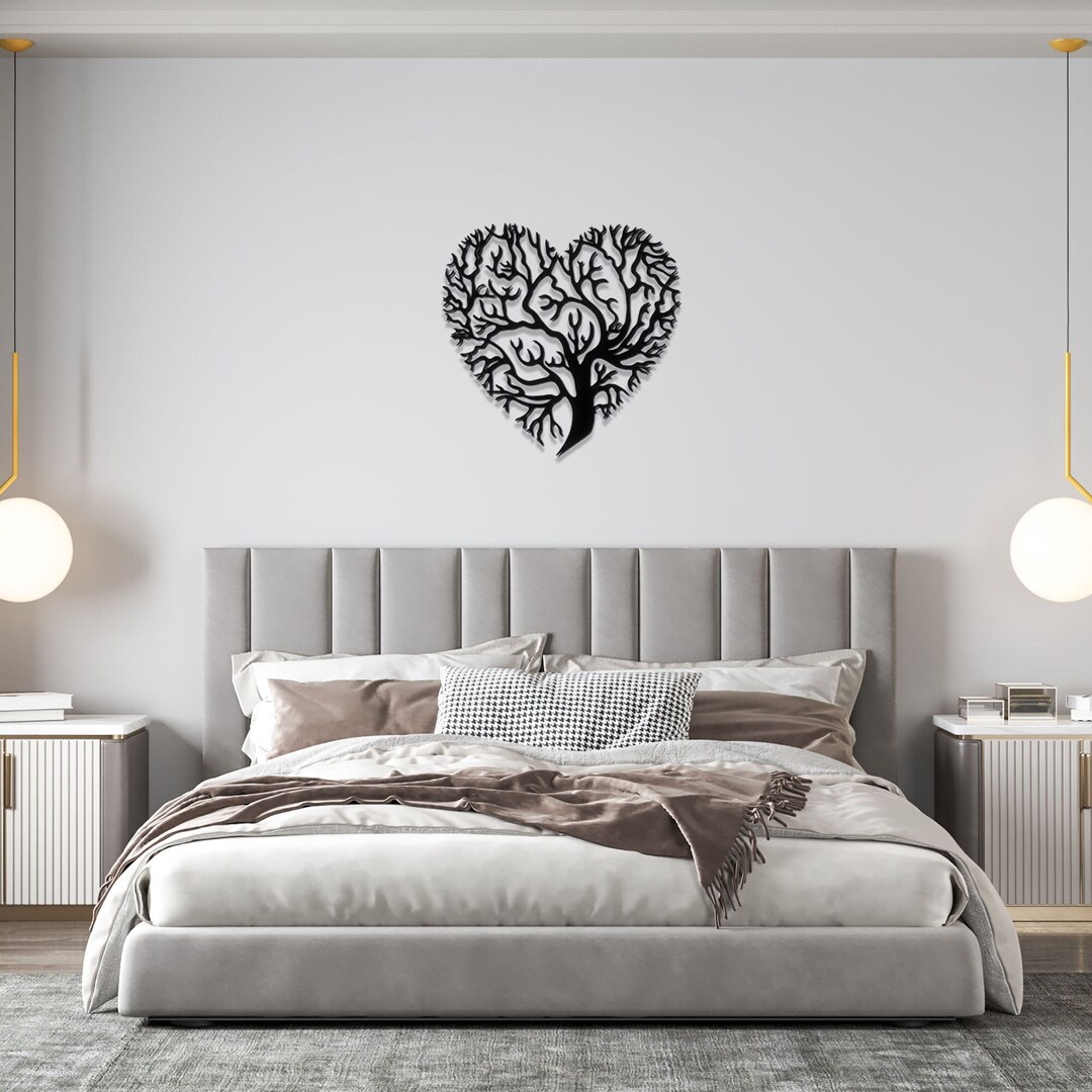 Heart Tree Wall Art, Steel Metal Wall Garden Art, Tree of Life Heart ...
