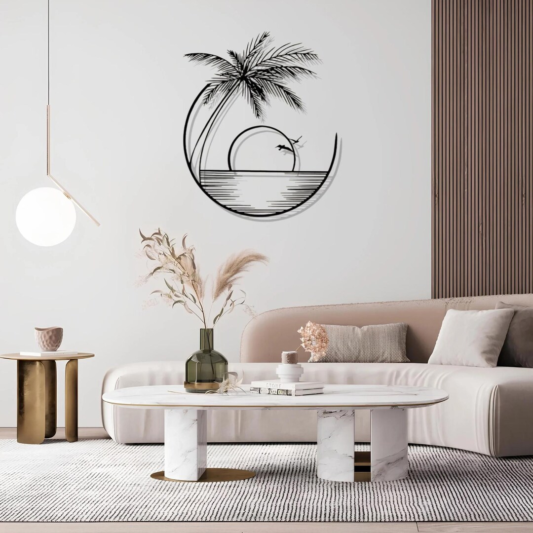 Sun and Seagulls Wall Decor, Sunrise Metal Wall Art, Abstract Sunset ...