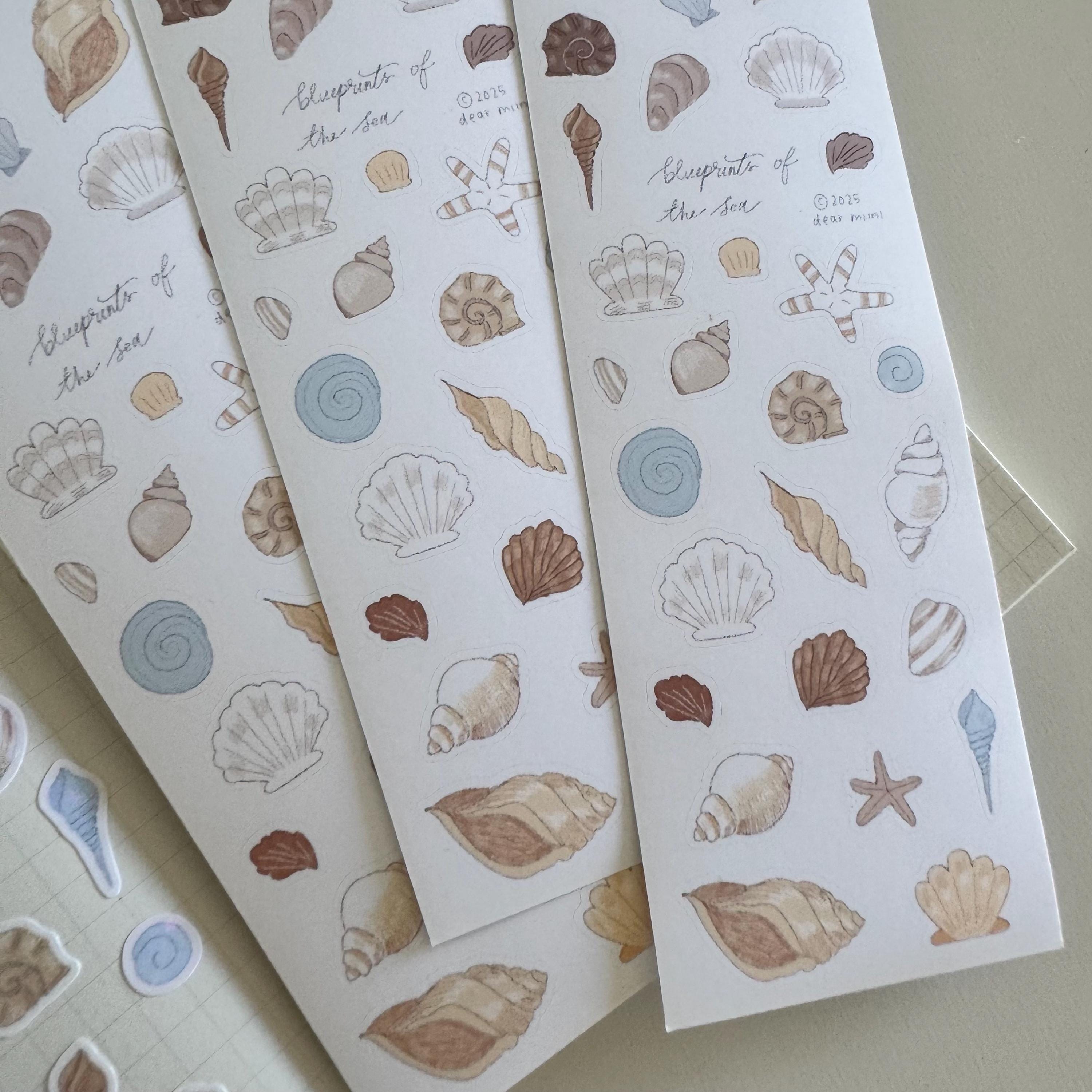 Ocean Seashells Sticker Sheet: Waterproof Stardust Holo Vinyl, Planner ...