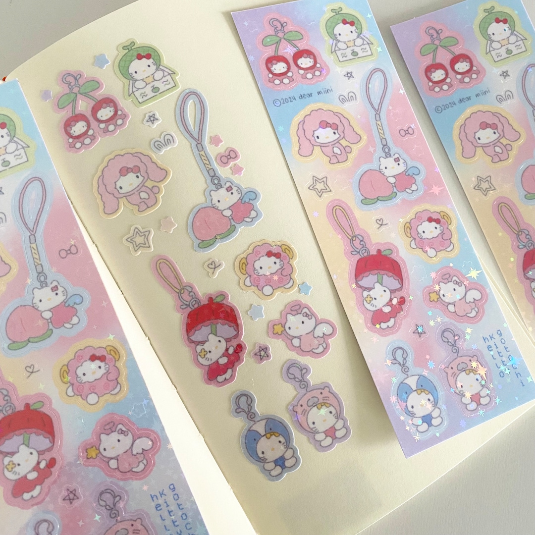 Cute Cat Charm Sticker Sheet | Cute Stickers, Deco, Korean Stationery ...