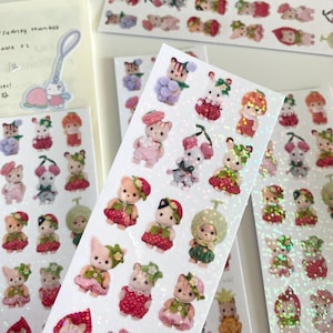Fruit Critter Animal Sticker Sheet | Stickers, Deco, Korean Stationery ...