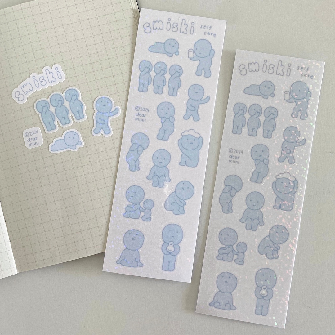Smiski Self Care Sticker Sheet: Holographic Korean Stationery, Planner ...