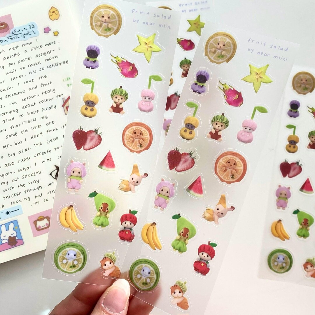 Fruit Salad Animals Clear Sticker Sheet | Matte, Waterproof, Planner ...