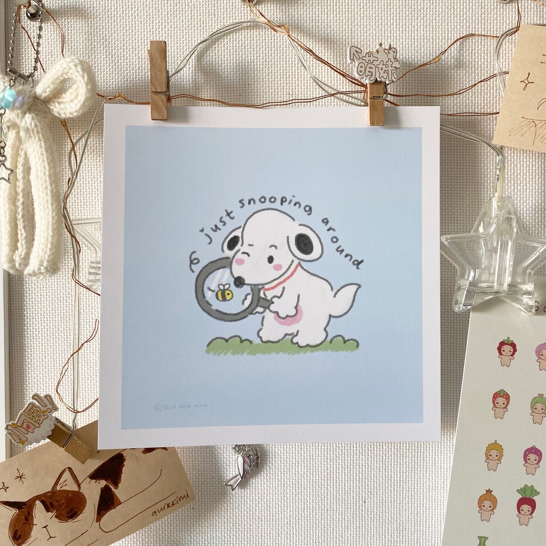 Cute Dog Snooping Around Art Print | Art Print, Card, Artwork, Gift for ...