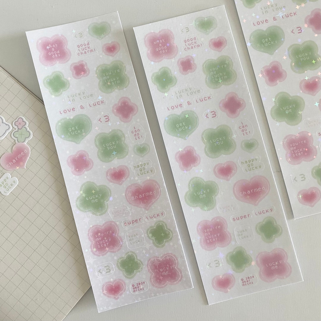 Lucky Messages Sticker Sheet: Cute Stickers, Deco, Korean Stationery ...