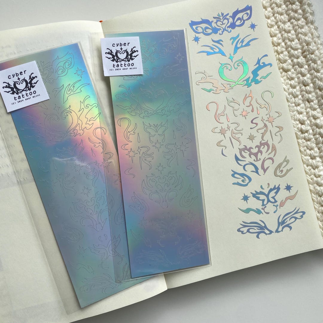 Cybercore Tattoo Sticker Sheet: Holographic Decals for Journaling ...