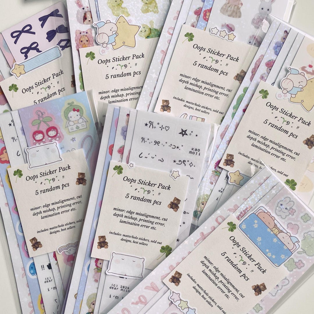 5pcs B-grade Sticker Sheet Oops Pack | Cute Stickers, Deco, Korean ...