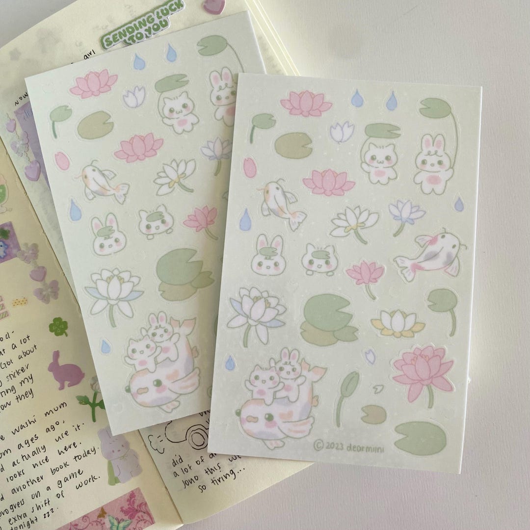 Cottagecore Lily Pond Sticker Sheet | Cute Stickers, Deco, Korean ...