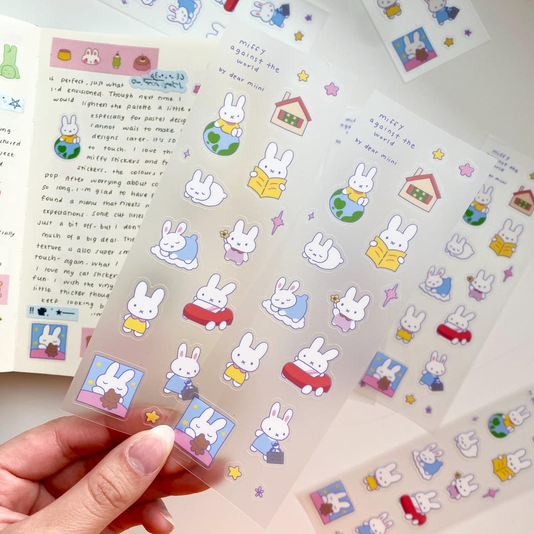 Bunny Sticker Clear Sheet | Waterproof Matte, Journal Planner Stickers ...
