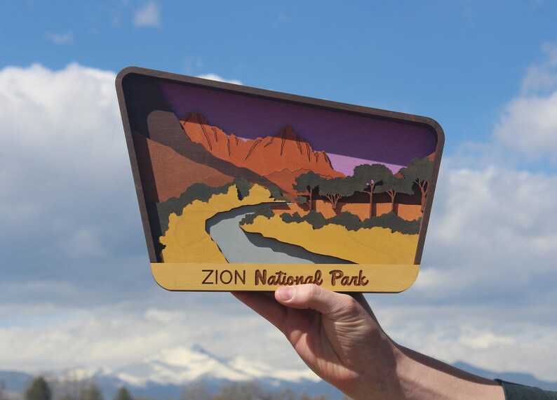 Zion National Park Sign, 3D Laser Cut Wood Art, Cabin Decor - Etsy