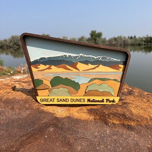 Great Sand Dunes National Park Sign, Rustic Wall Decor, Handmade Shelf ...