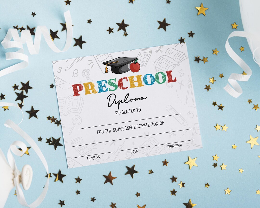 Editable Preschool Graduation Diploma Template - Etsy