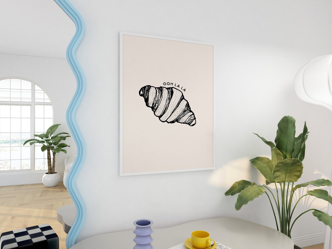 Croissant Ohh La La Black and White Kitchen Art Poster - Etsy